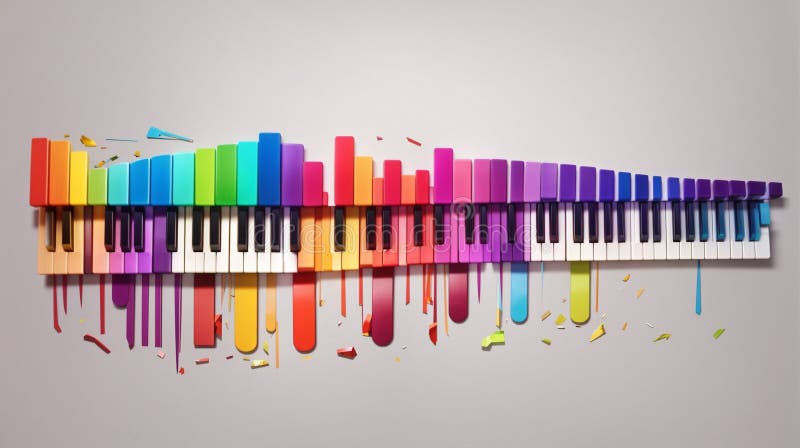 The Rainbow Piano stock illustration. Illustration of yellow - 296370391