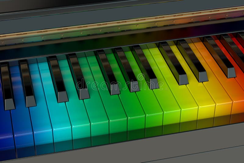 Colorful Piano Keys, Keyboard In Rainbow Colors Stock Illustration ...
