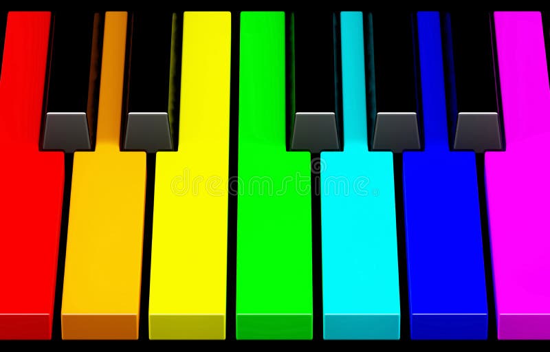 Rainbow piano keyboard stock illustration. Illustration of classical ...