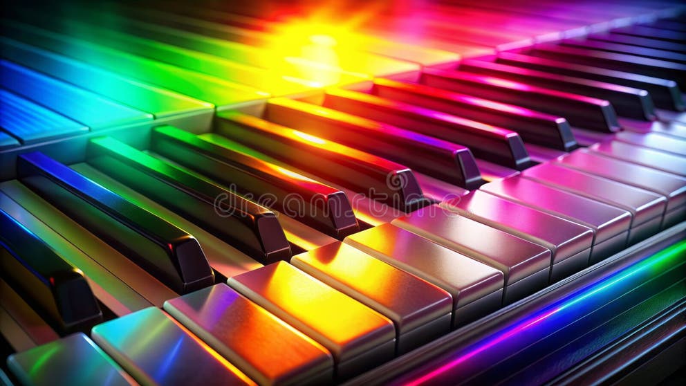 Rainbow Piano Keys a Glowing Abstract Visual Symphony of Musical ...
