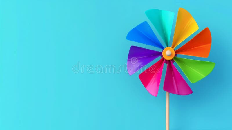 Rainbow Pinwheel on Blue Background Stock Illustration - Illustration ...