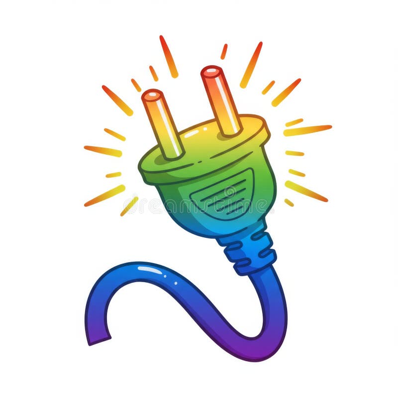 Rainbow Pixel Art Electric Plug Illustration Stock Illustration ...