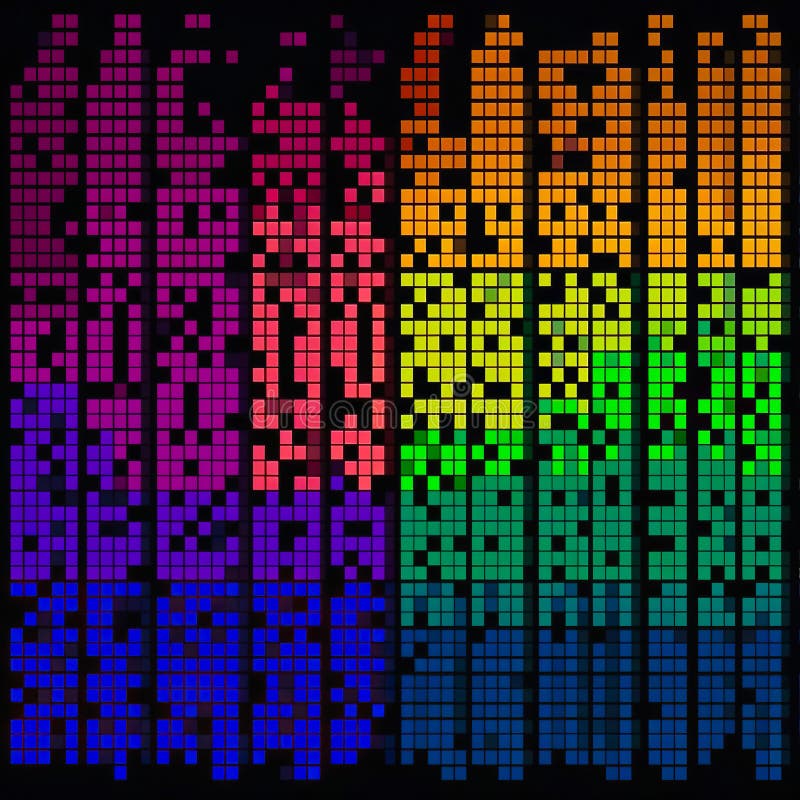 Rainbow Pixel Art Pattern for Technology Abstract Background. Stock ...