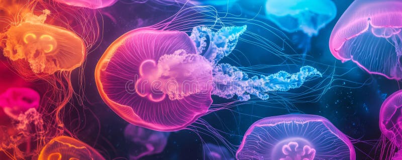 A Rainbow Pixel Jellyfish is the Focus of this Dark Deep Sea Digital ...