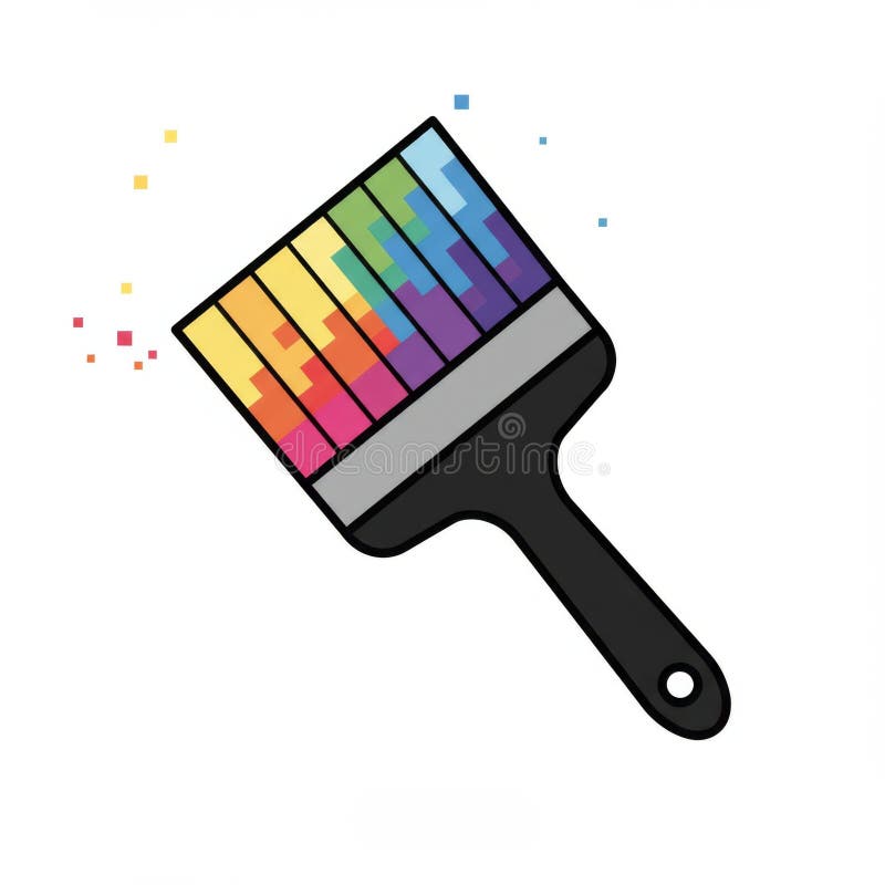 Rainbow Pixel Paintbrush Digital Art Illustration Stock Illustration ...
