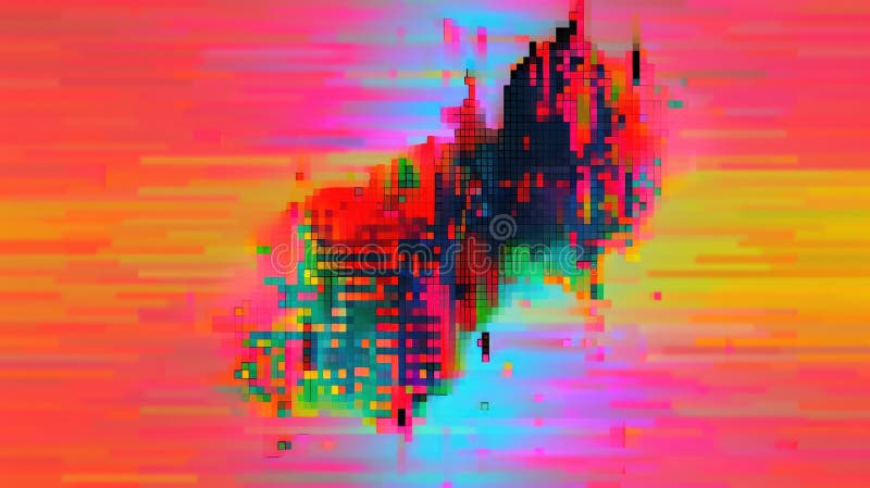 Rainbow Pixelated Cyber Glitch TV Static Background Stock Illustration ...