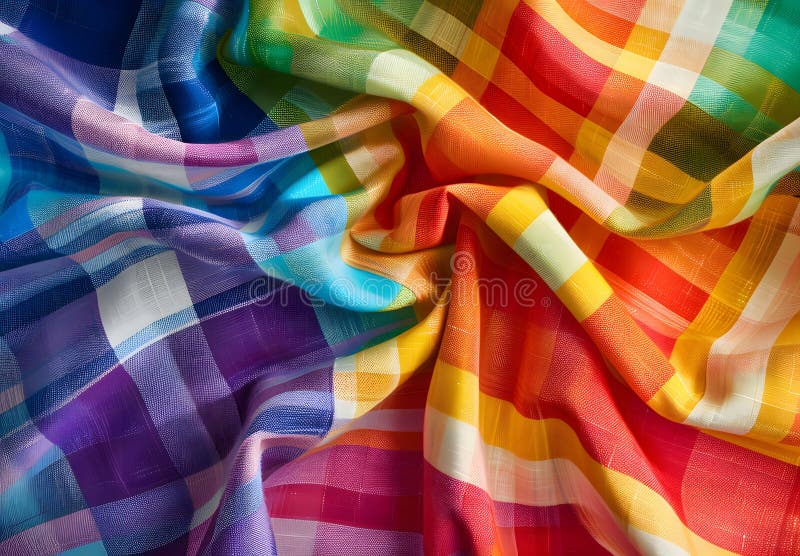 Rainbow Plaid Fabric Texture Background Stock Illustration ...