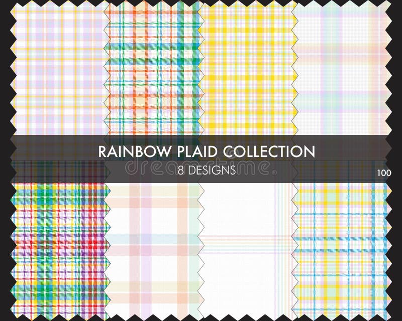 Rainbow Plaid Seamless Pattern Collection Stock Vector - Illustration ...