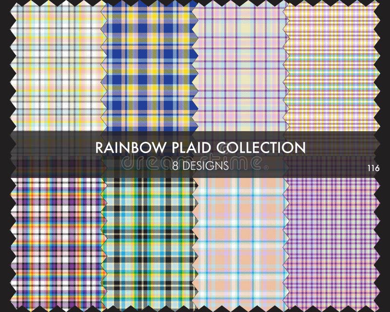 Rainbow Plaid Seamless Pattern Collection Stock Vector - Illustration ...