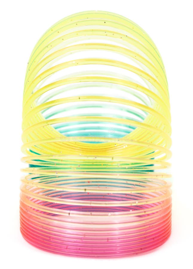 Rainbow Plastic Spring Isolated on White Background Editorial Stock ...