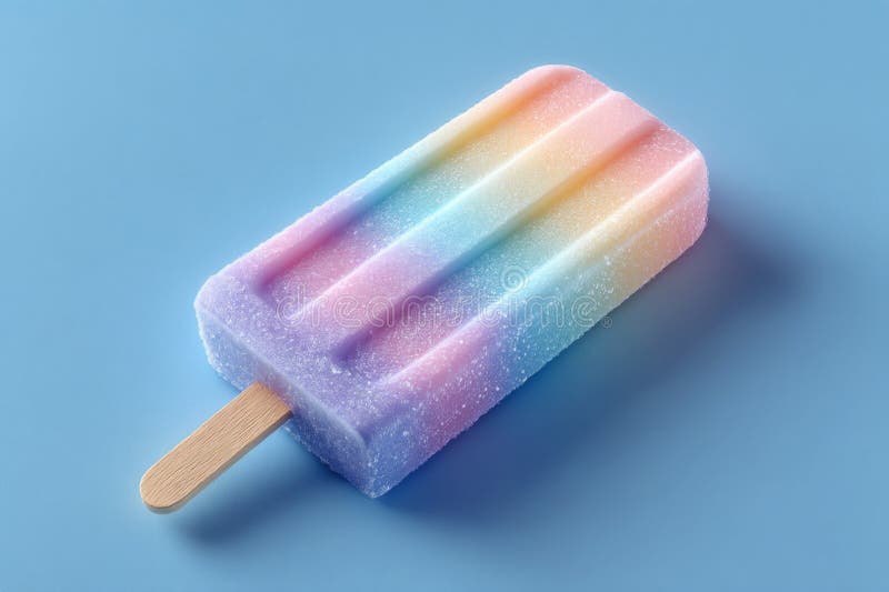 Rainbow Popsicle on Blue Background Stock Illustration - Illustration ...