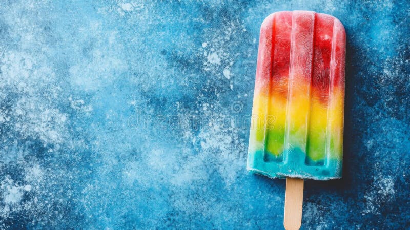 Rainbow Popsicle on Blue Textured Background Stock Illustration ...