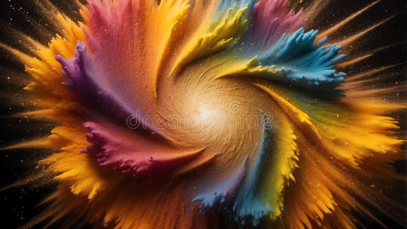 Rainbow Powder Center Radial Explosion Isolated in Gol Ai Generated ...