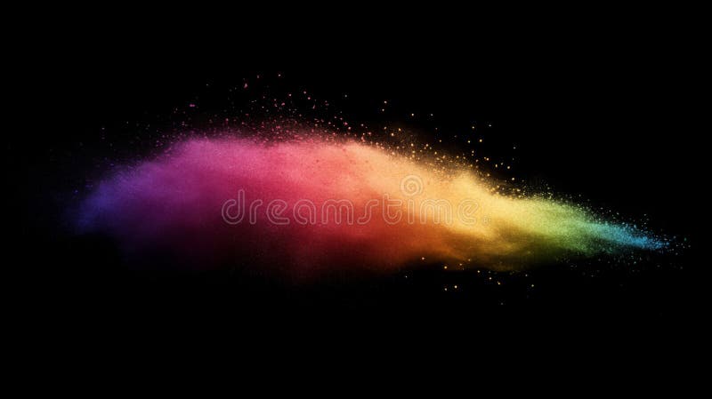 Rainbow Powder Explosion on Black Background Stock Illustration ...