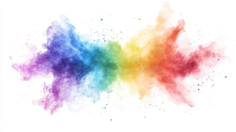 Rainbow Powder Explosion on White Background Stock Illustration ...