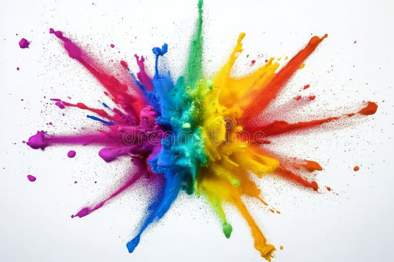 Rainbow Powder Explosion on White, Color Burst , Holi Stock ...