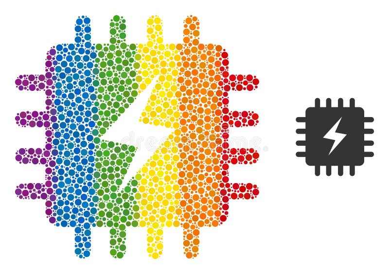Rainbow Power Chip Collage Icon of Spheric Dots Stock Vector ...