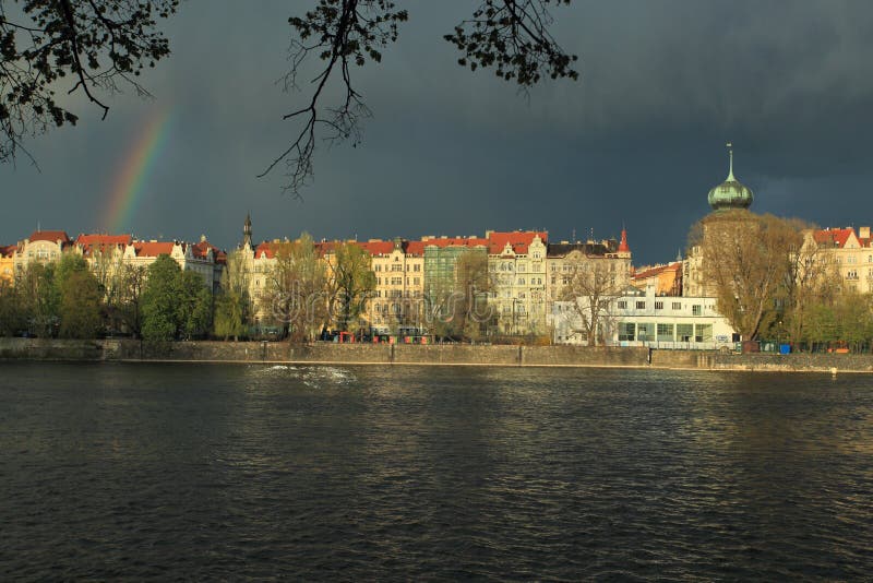 Rainbow in Prague stock photo. Image of danube, weather - 24494520