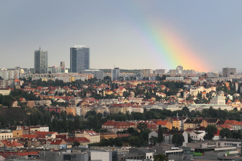 Rainbow in Prague stock image. Image of republic, housing - 25684513