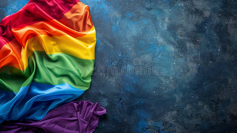 Rainbow Pride Fabric Draped on a Textured Dark Background Stock Image ...
