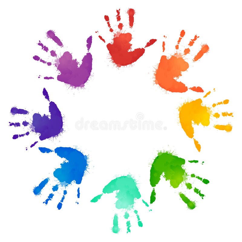 Rainbow isolated handprint stock illustration. Illustration of human ...