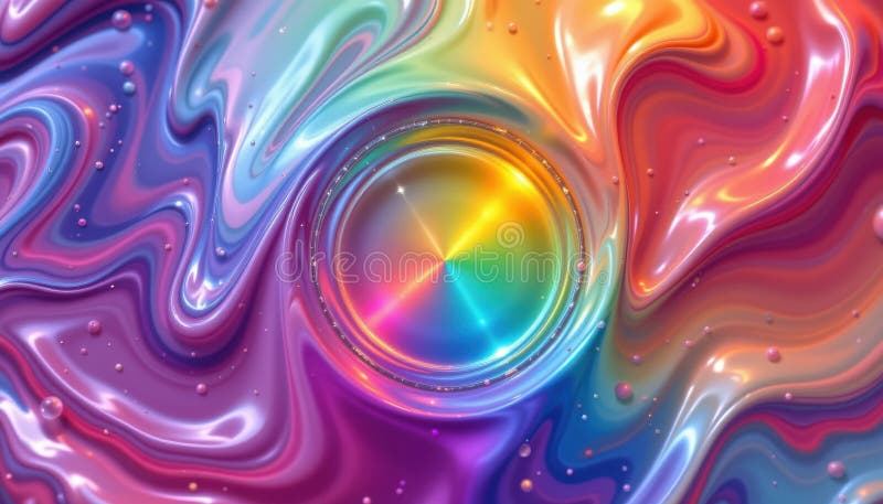 Rainbow Prism Gradient Floating on Oily Surface, Top Down Macro View of ...