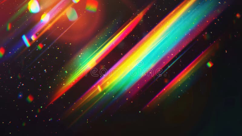 Rainbow Prism Light Bokeh on Black Background Stock Illustration ...