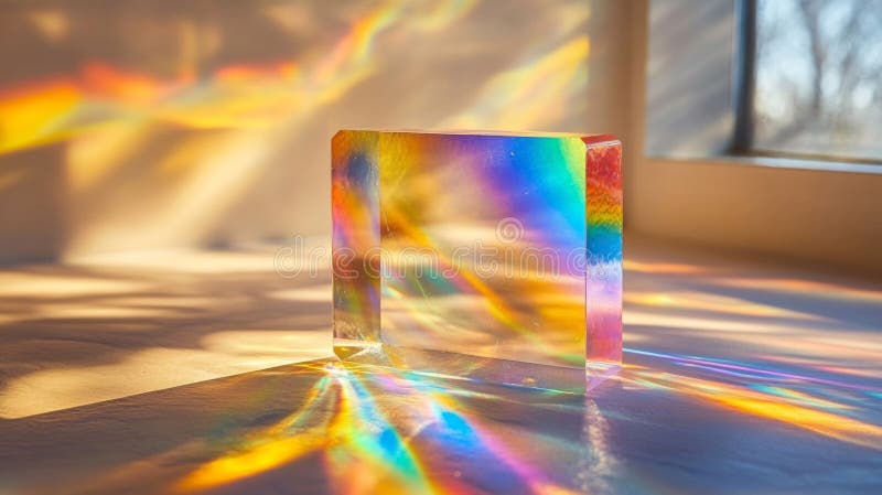 Rainbow Prism Light Refraction on Bright Surface Stock Illustration ...