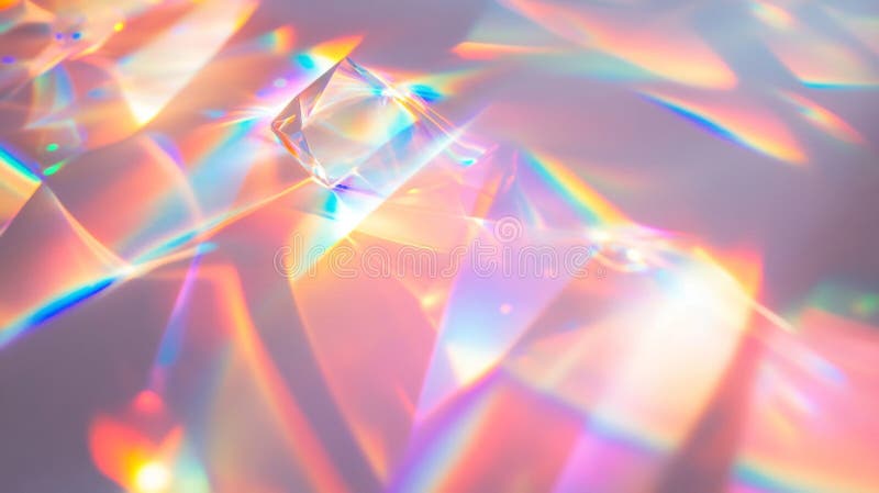 Rainbow Prism Light Refraction on Pastel Background Stock Illustration ...