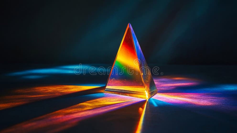 Rainbow Prism Pyramid: Vibrant Light Refraction Stock Illustration ...