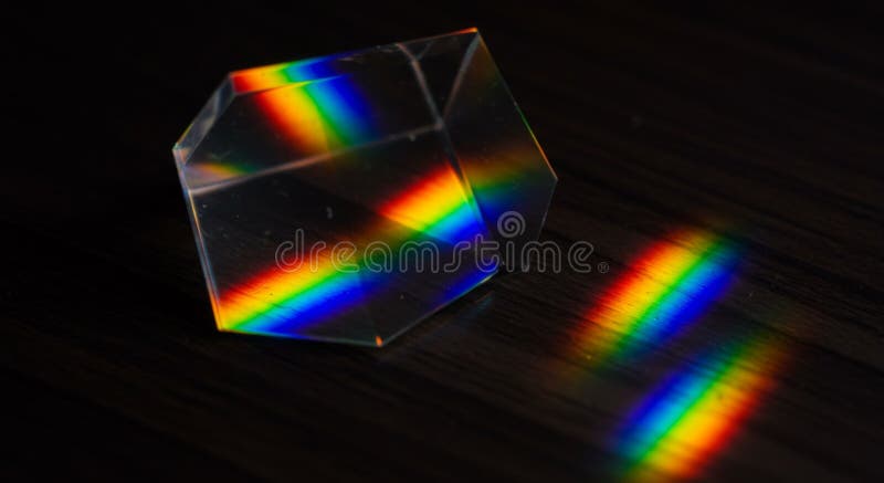 Rainbow Prism Refraction on Dark Surface Stock Illustration ...