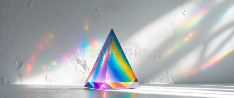 Rainbow Prism on a White Surface, Casting Colorful Light and Shadow ...