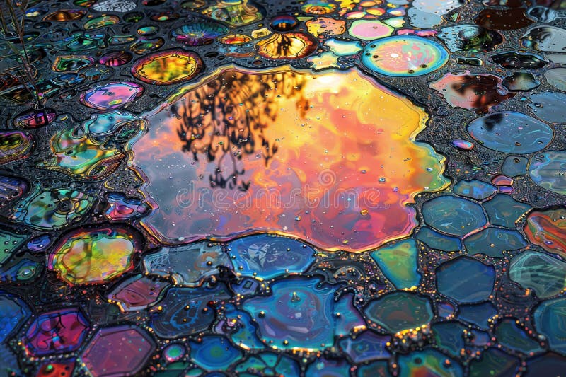 Reflective Puddle: Vibrant Natural Beauty, Generative Ai Stock ...