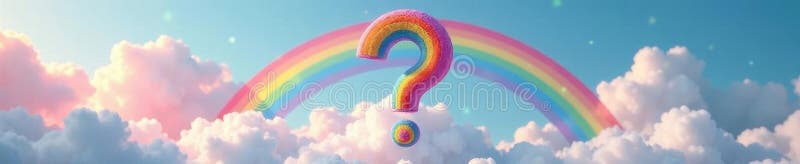 Rainbow Question Mark, Fluffy Clouds, Tilted Perspective, Orange ...