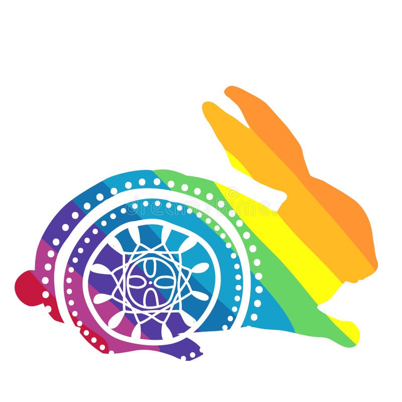 Rainbow Rabbit with Ornament Stock Vector - Illustration of paintings ...