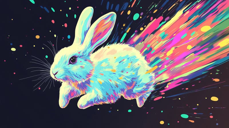 Rainbow Rabbit Speed stock illustration. Illustration of fast - 391839890