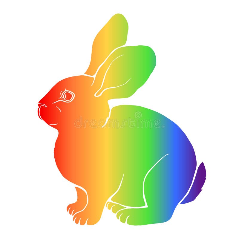 Rainbow Rabbit. Vector Graphic Simple Stock Vector - Illustration of ...
