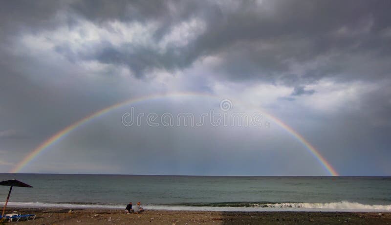 Rainbow after Rain in Greece. Stock Image - Image of rain, greece ...
