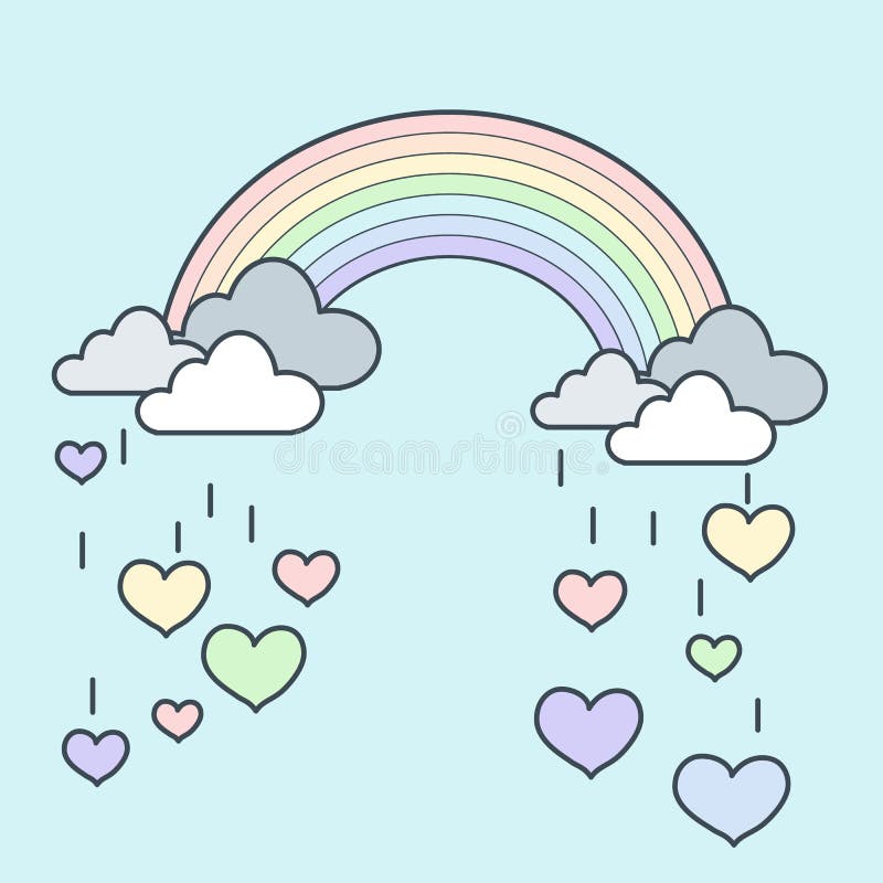 Rainbow Rain Heart stock vector. Illustration of rainbow - 53151659