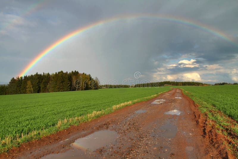 Rainbow after rain stock image. Image of scenery, footpath - 54251563