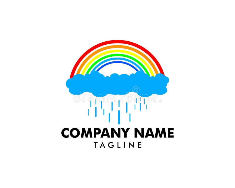 Rainbow with Rain Logo Design Vector Template Stock Vector ...