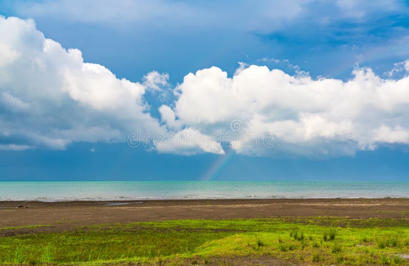Rainbow after the Rain Over the Sea, Freshness of Nature Stock Image ...