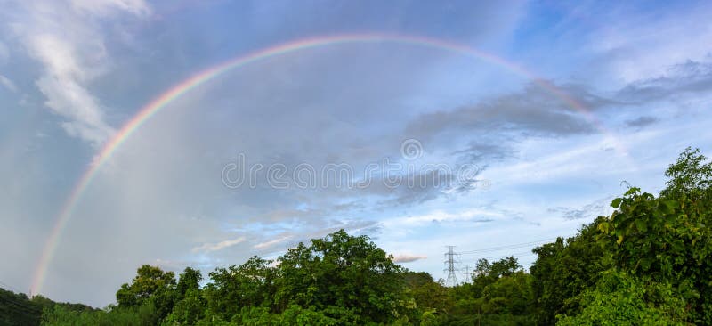 Rainbow after rain stock photo. Image of green, cloudy - 173399898