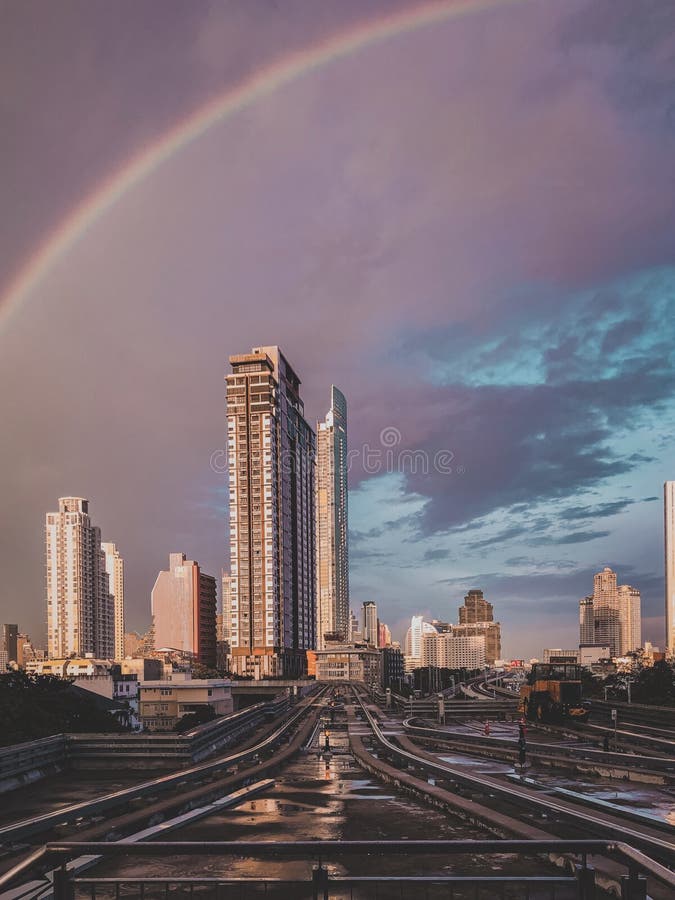 The Rainbow after the Rain Stop Editorial Stock Image - Image of ...