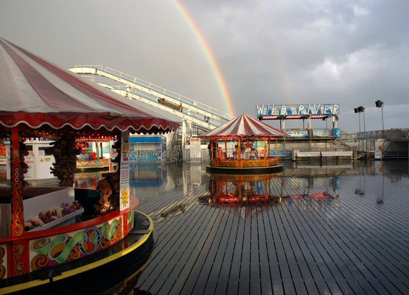 Rainbow and Rain Storm Brighton Pier Uk Editorial Photography - Image ...