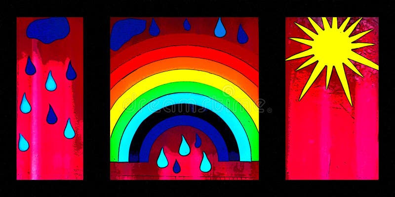 A Rainbow between Rain and Sun Stock Illustration - Illustration of ...