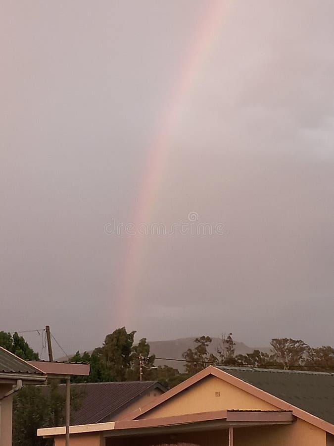 Rainbow after Rain on a Sunny Day Weather Stock Image - Image of rain ...