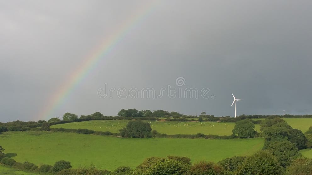Rainbow stock photo. Image of weather, storm, windmill - 98392276