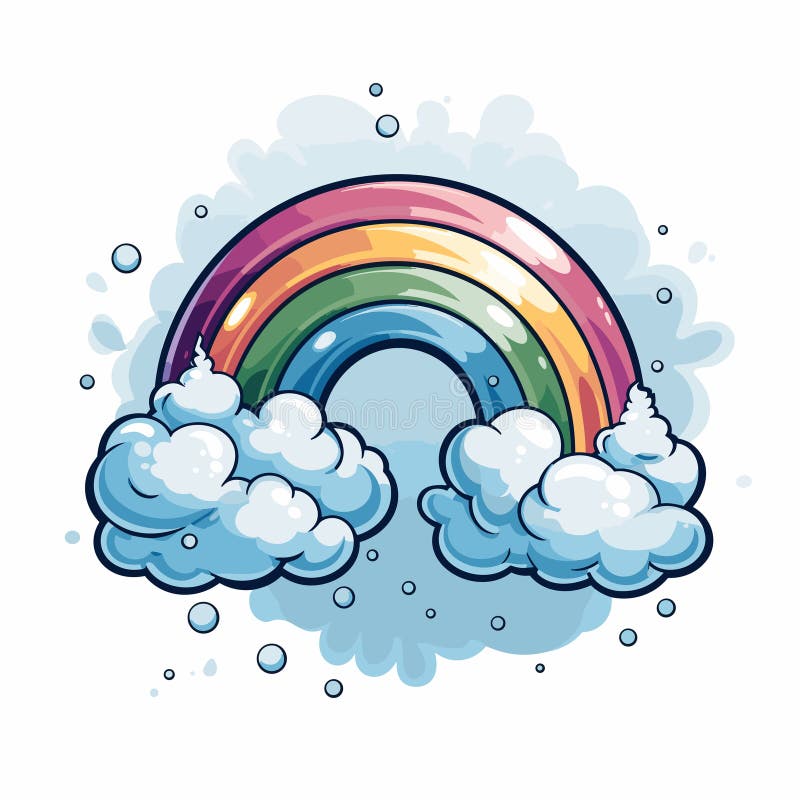Rainbow Hand-drawn Comic Illustration. Rainbow. Vector Doodle Style ...
