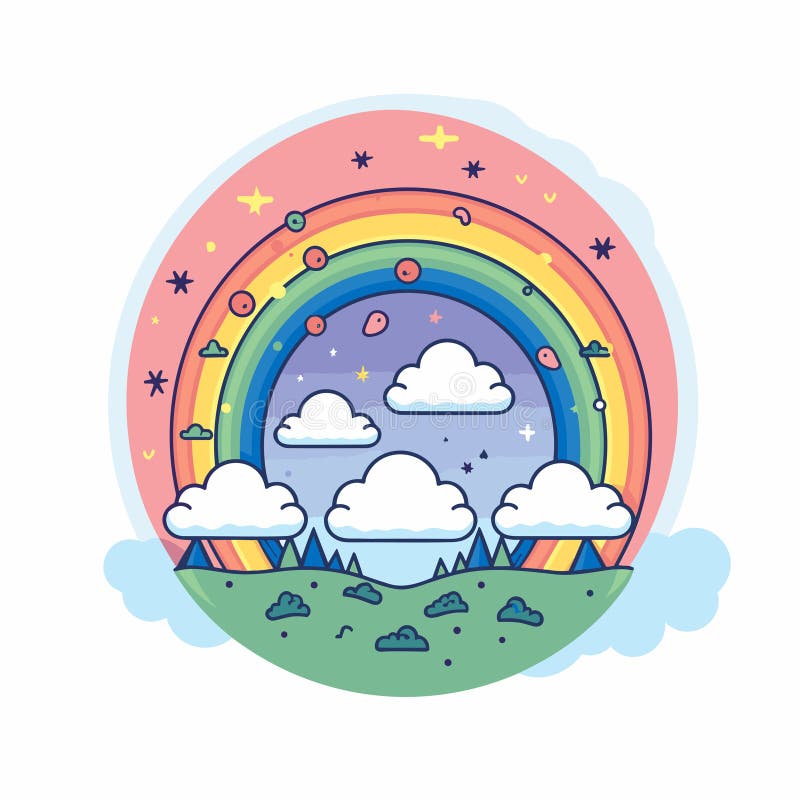 Rainbow Hand-drawn Comic Illustration. Rainbow. Vector Doodle Style ...